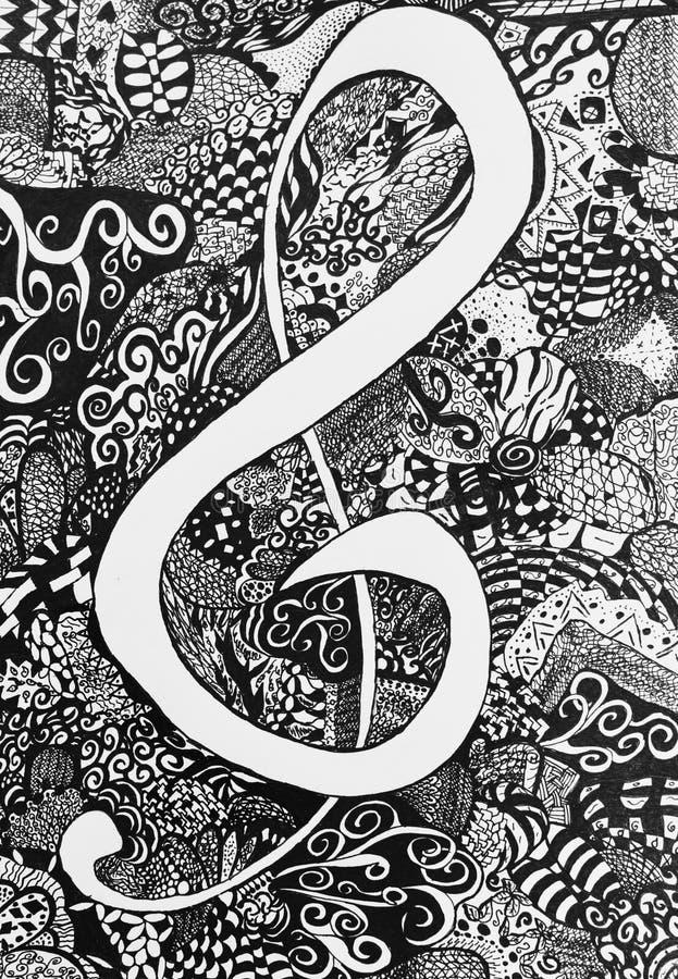 Music Note Zen Tangle stock illustration. Illustration of tangle - 86326767