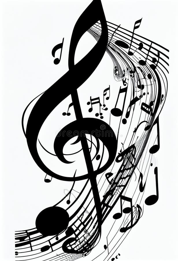 Black and White Musical Note. Generative AI. Stock Illustration ...