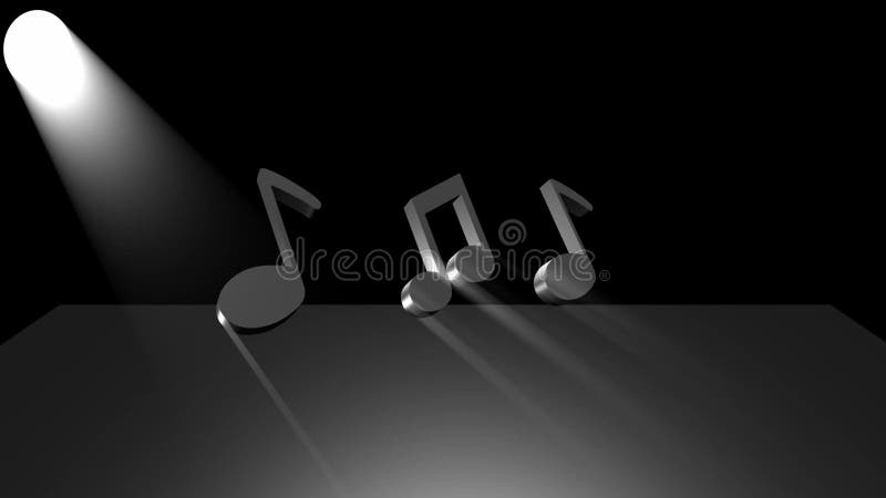 Black and White Musical Notes Dance on the Stage with Lights Animation ...