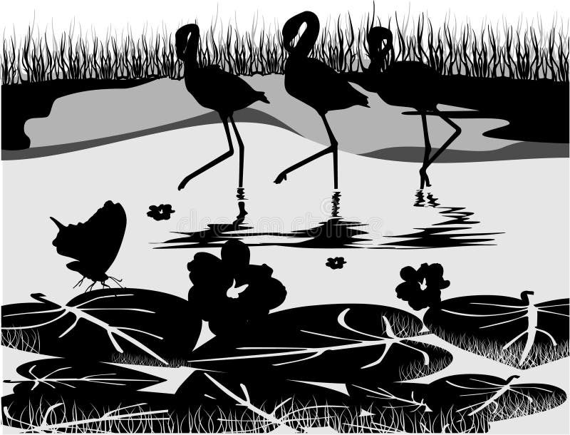 Black and White Nature Vector Stock Vector - Illustration of leaves ...