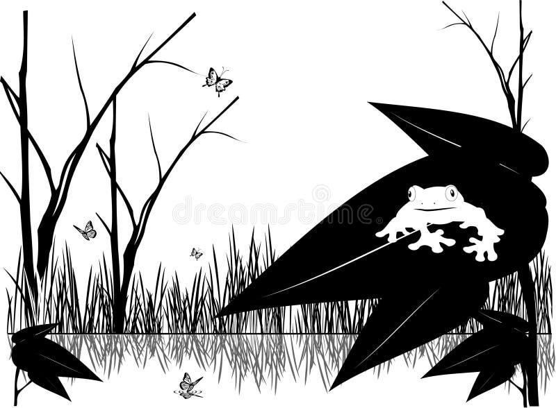 Black And White Nature Vector Stock Vector - Illustration of bushes ...