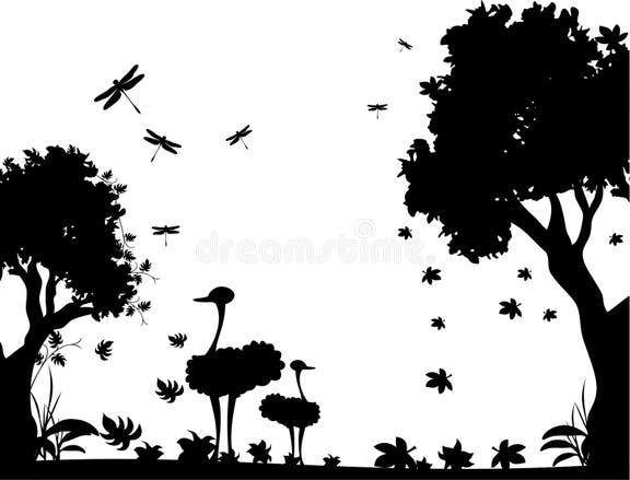 Black and White Nature Vector Stock Vector - Illustration of leaves ...