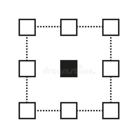 Black and White Network Diagram. Vector Connected Squares. Simple Grid ...