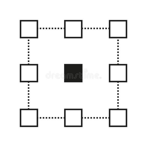 Black and White Network Diagram. Vector Connected Squares. Simple Grid ...
