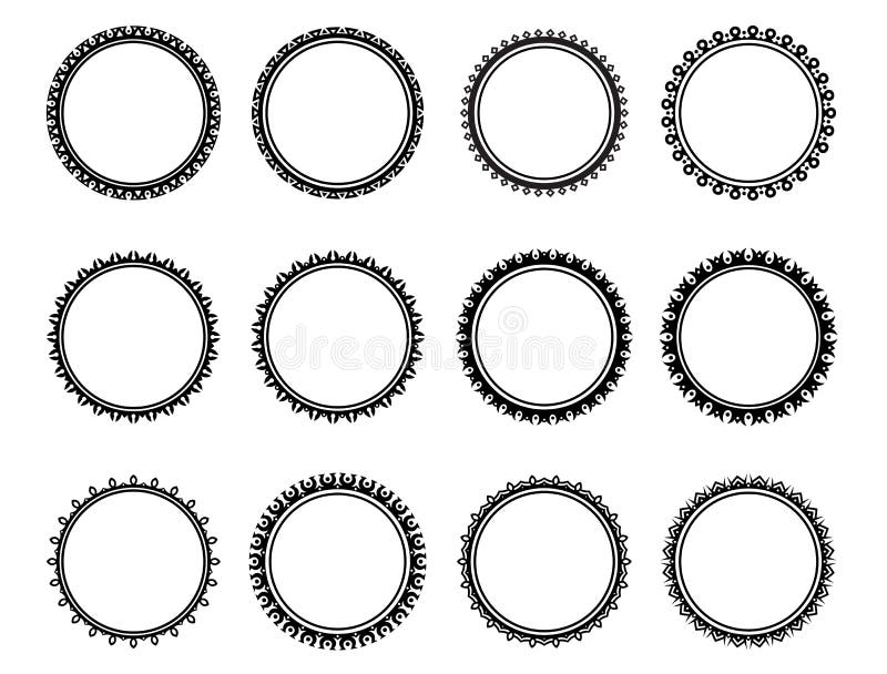 Set of 9 Circle Design Frames Stock Vector - Illustration of labels ...
