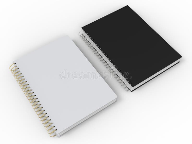 Black and White Notebooks with Spiral Binding - Side by Side Stock ...