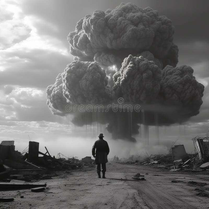 Black and White Nuclear Apocalypse, Doomsday. AI Generated Stock ...