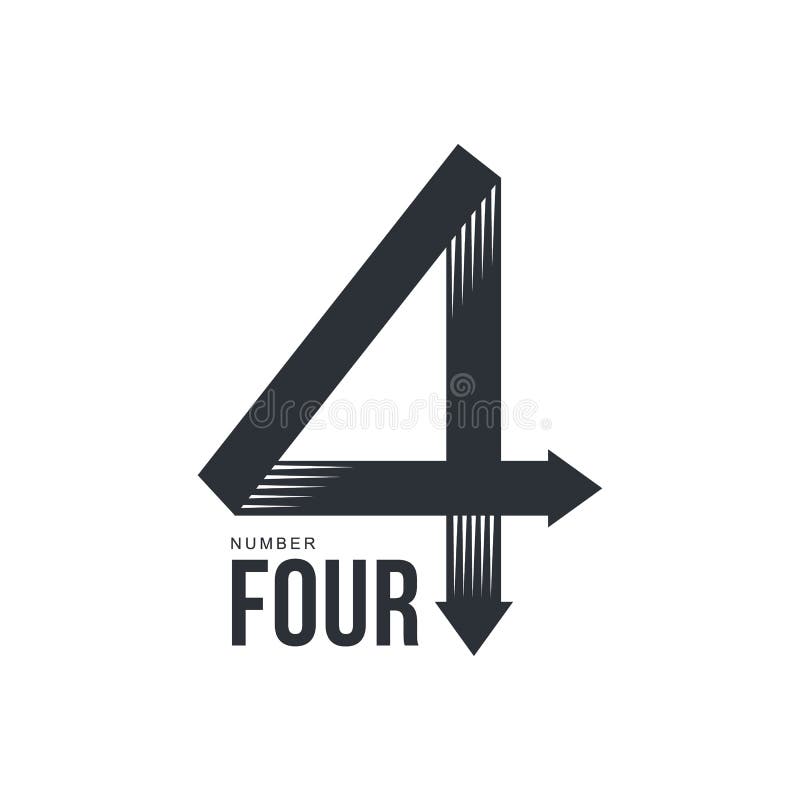 Black and White Number Four Logo Formed by Three Arrows Stock Vector ...