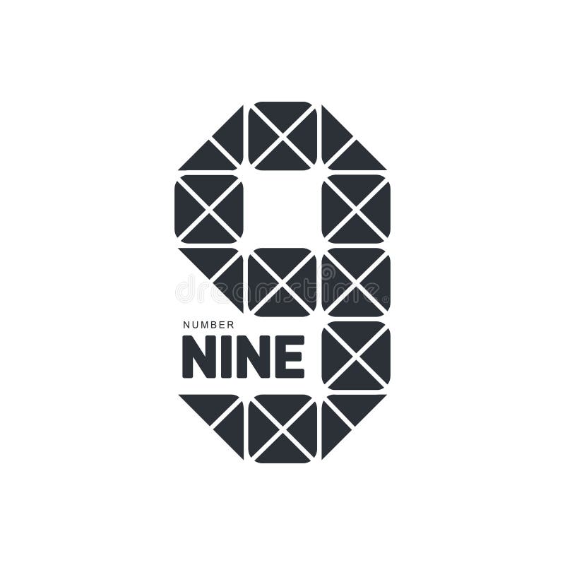 Black and White Number Nine Geometrical Logo Formed by Triangles Stock ...