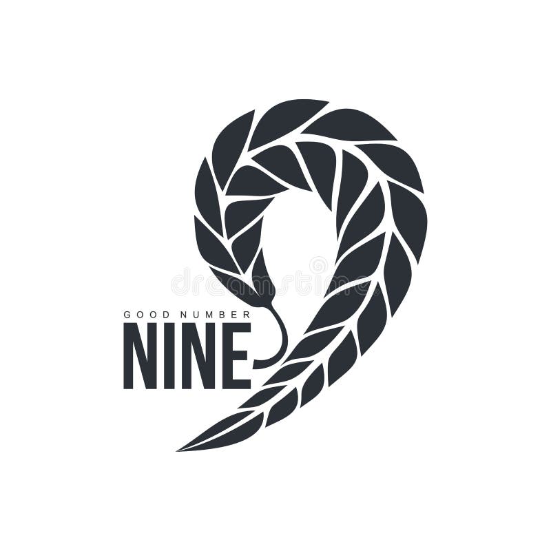 Black and White Number Nine Logo Formed by Wheat Ear Stock Vector ...