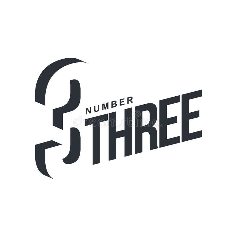 Black and White Number Three Diagonal Logo Template Stock Vector ...