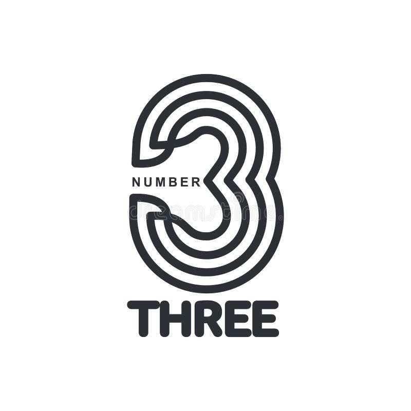 Black and White Number Three Strips Logo Template Stock Vector ...