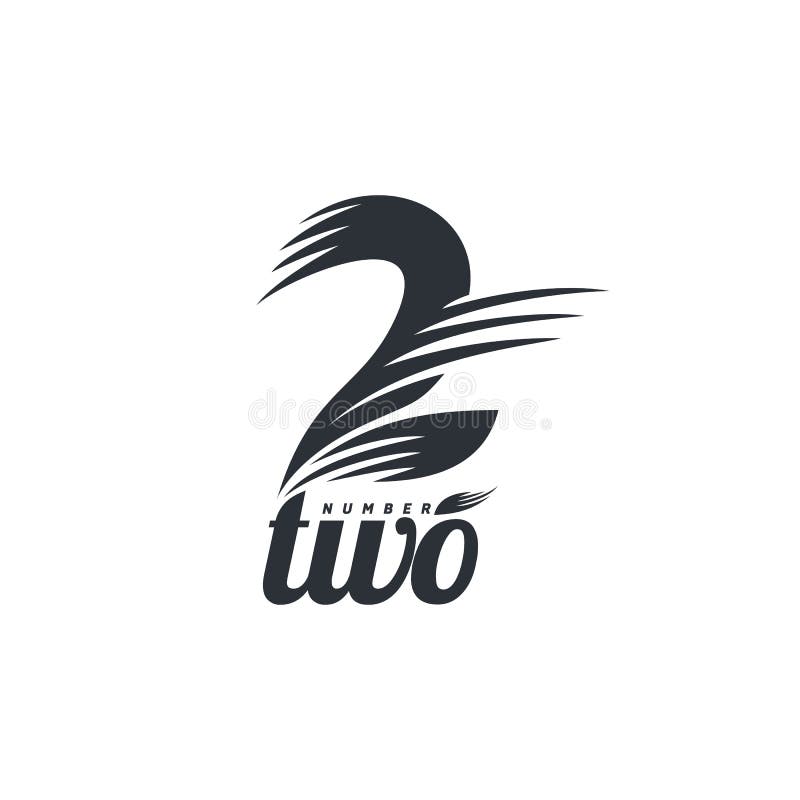 Black And White Number Two Logo Formed By Abstract Parts Stock Vector ...