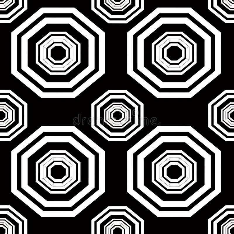 Black and White Octagon Pattern Stock Illustration - Illustration of ...