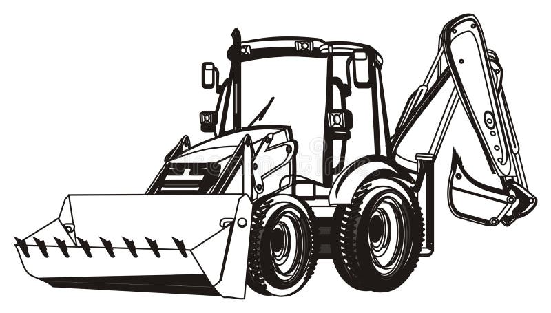 Excavator Black White Stock Illustrations – 5,559 Excavator Black White ...