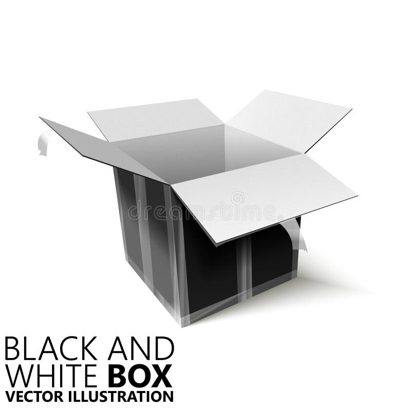 Black and White Open Box 3D/ Illustration Stock Illustration ...