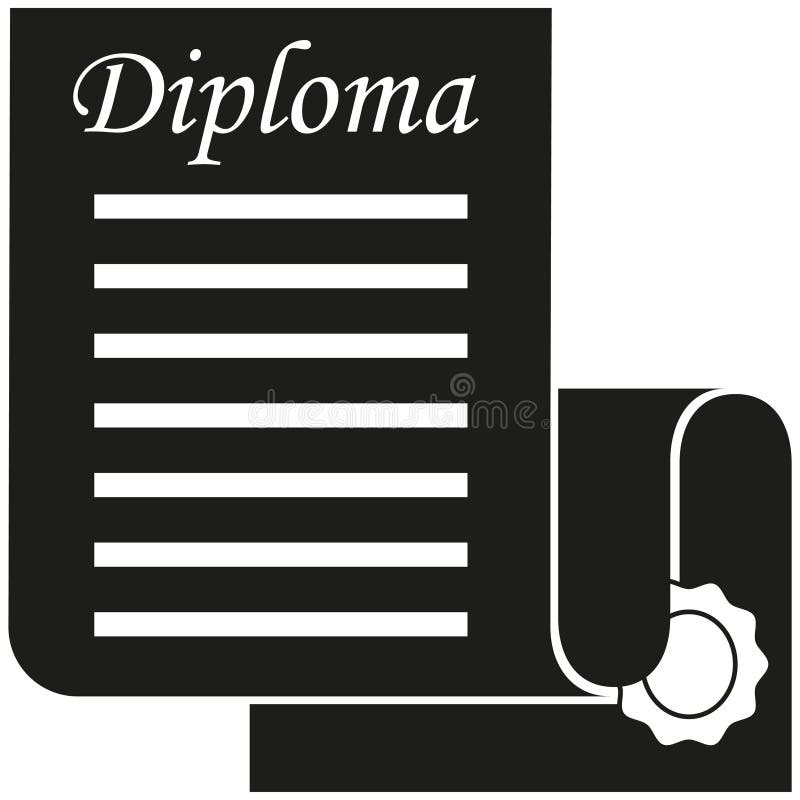 Black and White Open Diploma Scroll Silhouette. Stock Vector ...