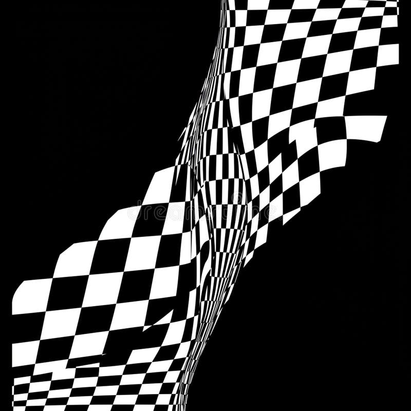 Black and White Optical Illusion Art Featuring a Warped Checkerboard ...