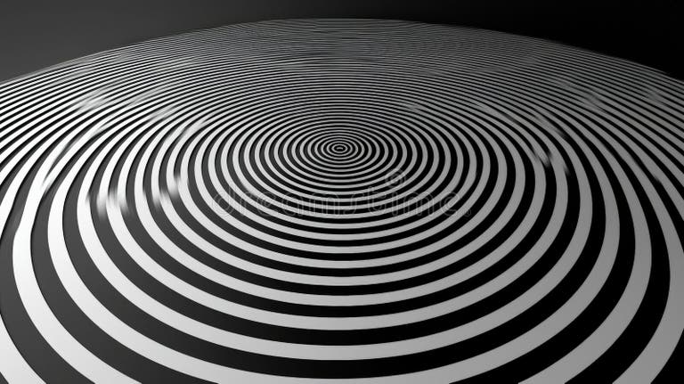 Black and White Optical Illusion Design with Circular Ripple Patterns ...