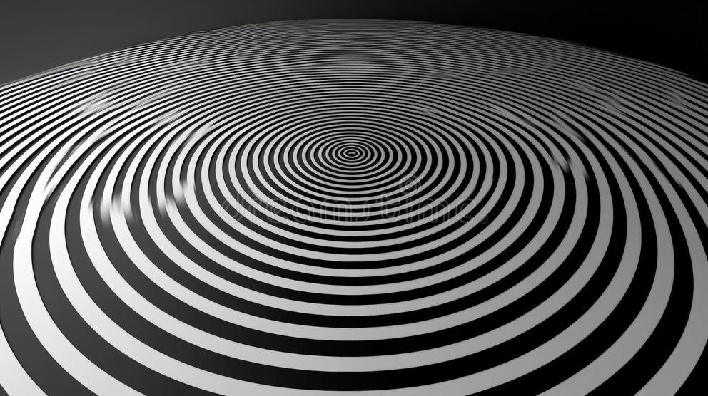 Black and White Optical Illusion Design with Circular Ripple Patterns ...