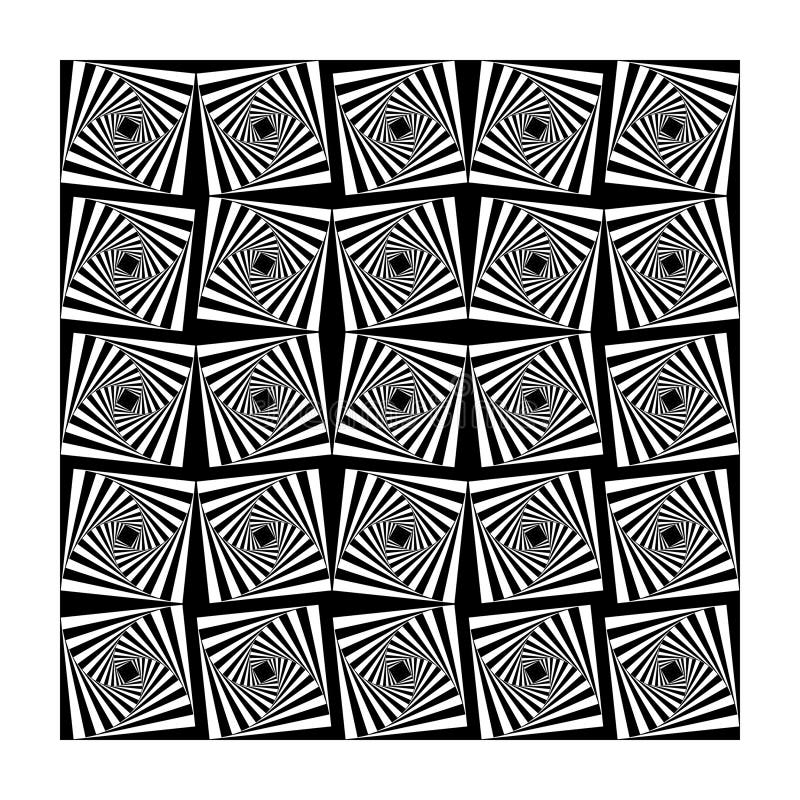 Black and White Optical Illusion Seamless Pattern with Twisted Squares ...