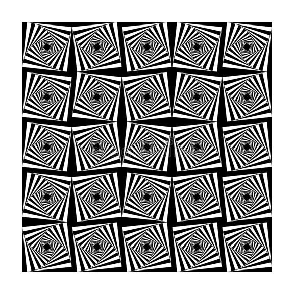 Black and White Optical Illusion Seamless Pattern with Twisted Squares ...