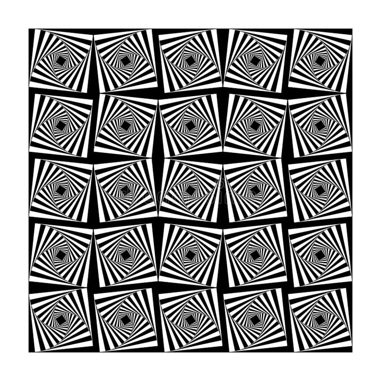 Black and White Optical Illusion Seamless Pattern with Twisted Squares ...