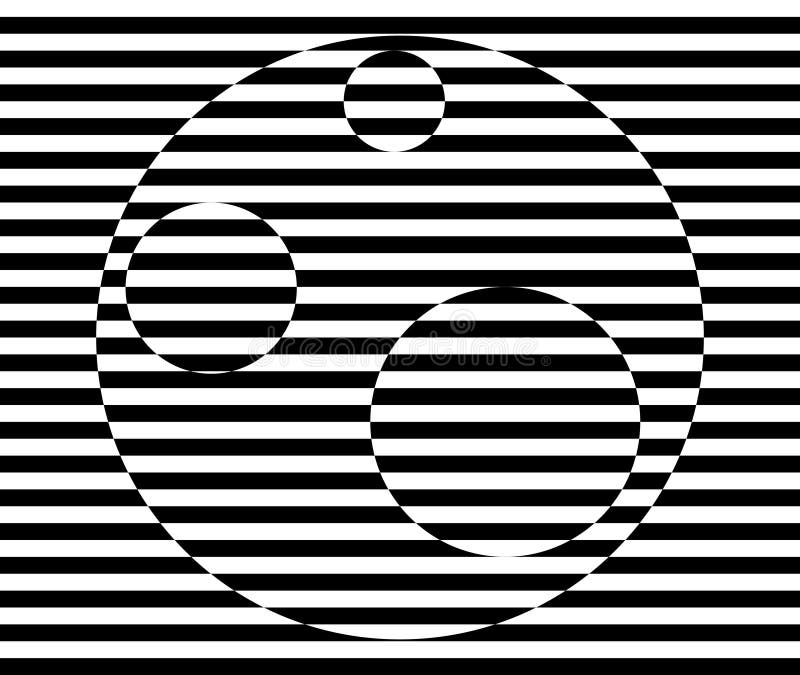 Black and White Optical Illusion with Stripes and Circles Stock Vector ...