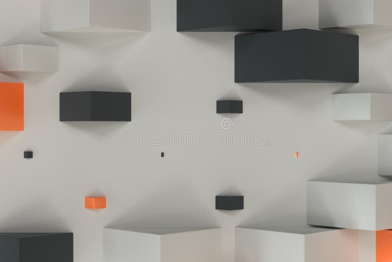 Black, White and Orange Rectangular Shapes of Random Size on Whi Stock ...