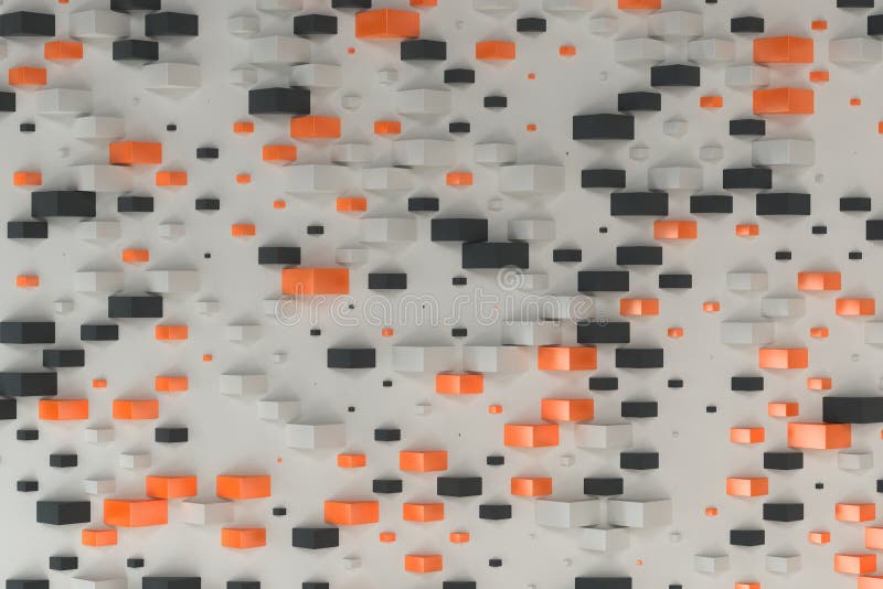 Orange Rectangular Shapes of Random Size on Black Background Stock ...