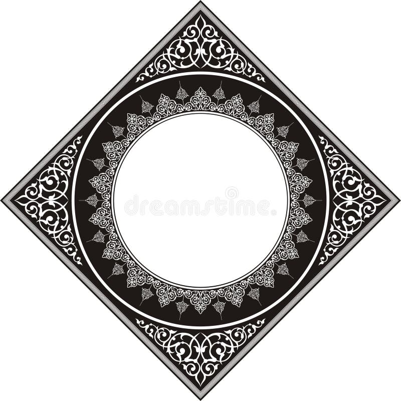 Black and White Ornamental Design Pattern on a Diagonal Square Shape ...