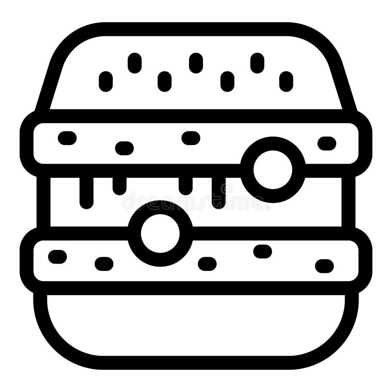 Black and White Outline of a Burger Icon Stock Vector - Illustration of ...