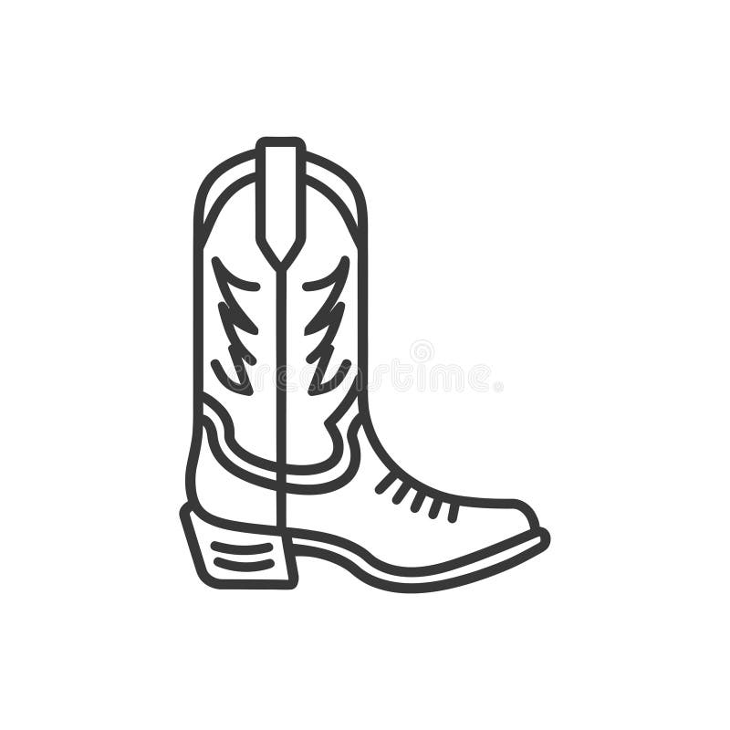 Black and White Outline of a Cowboy Boot Stock Vector - Illustration of ...