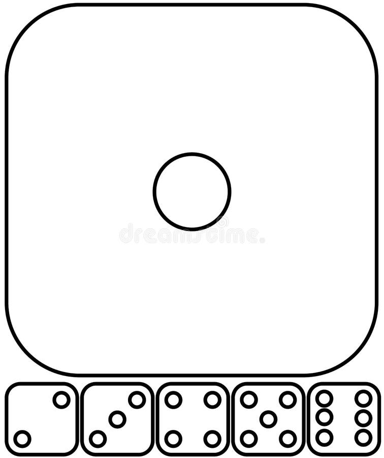 Black And White Outline Dice Collection, Set Of 6, Vector Available ...