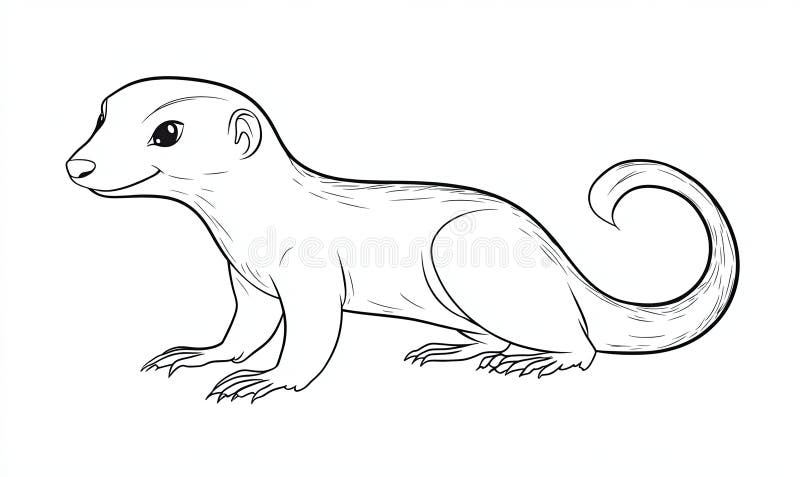 A Black and White Outline Drawing of a Mongoose Stock Illustration ...