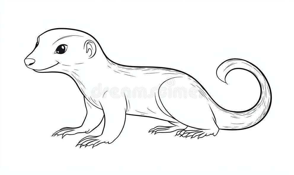 A Black and White Outline Drawing of a Mongoose Stock Illustration ...