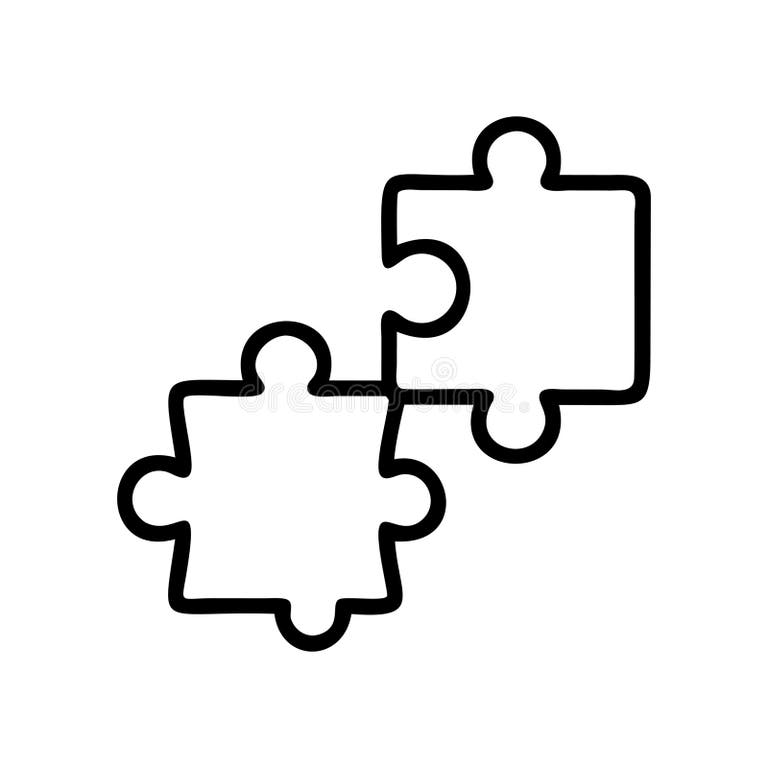 Minimalist Black and White Illustration of Interlocking Puzzle Pieces ...