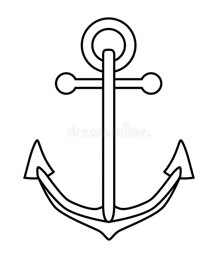 Anchor Outline stock vector. Illustration of nautical - 235028280