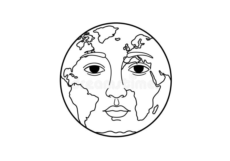 Earth face drawing stock vector. Illustration of symbol - 387199374