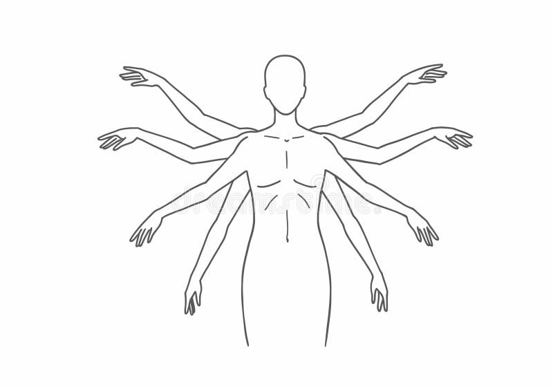 Four arms drawing stock illustration. Illustration of isolated - 393084153