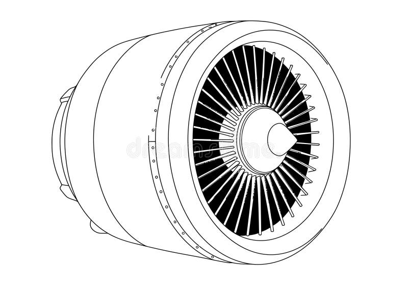 Airplane engine drawing stock vector. Illustration of component - 383393394