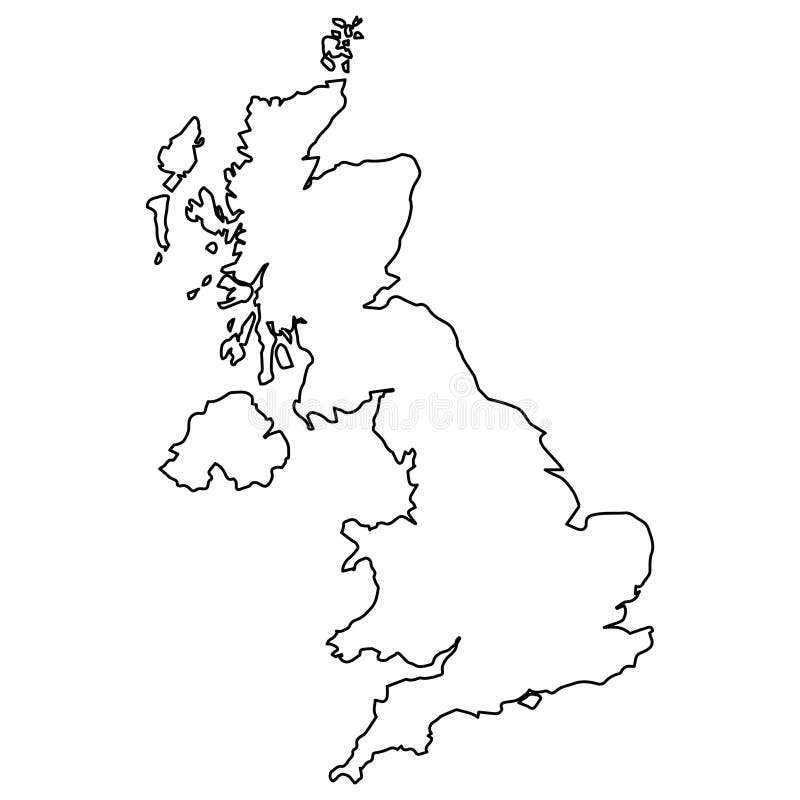 Black and White Outline Map of the United Kingdom Stock Vector ...