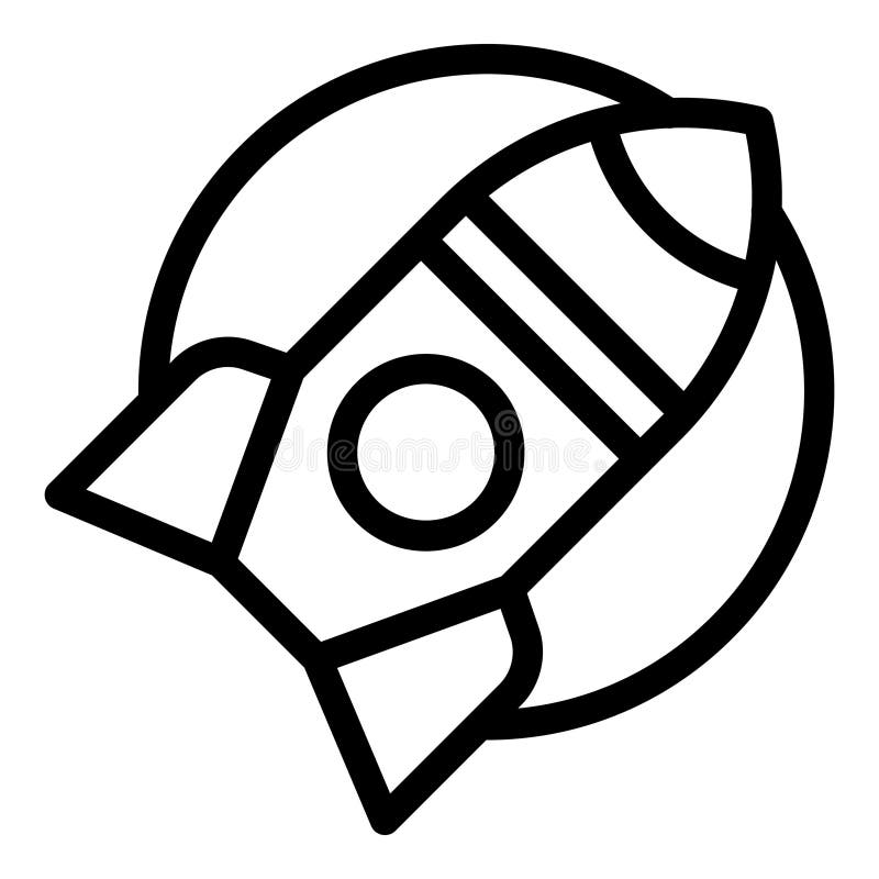 Black and White Outline of a Rocket Icon Stock Vector - Illustration of ...