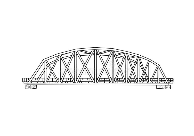 Truss bridge drawing stock vector. Illustration of outline - 395491753