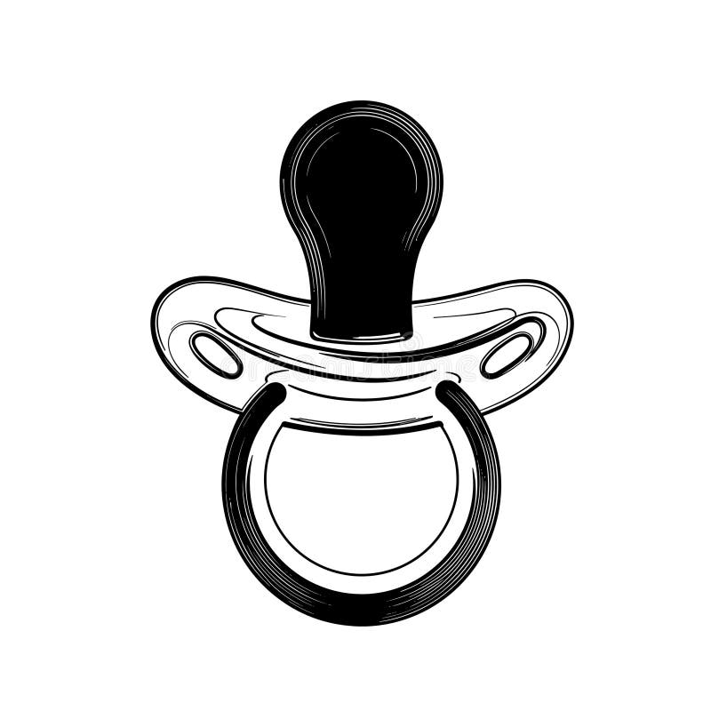 Black and White Pacifier Icon in Minimalist Style Stock Illustration ...