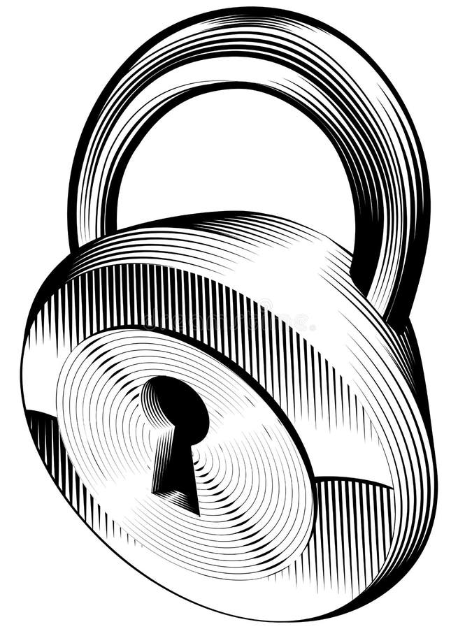 Black and white padlock stock vector. Illustration of carving - 16066192