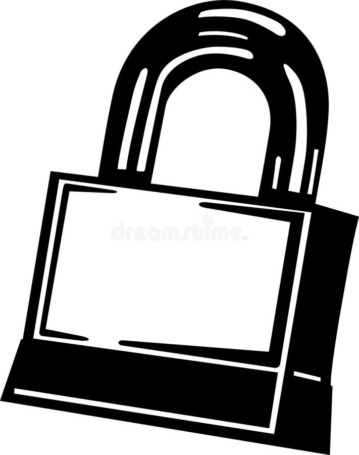 Black and White Padlock Illustration Stock Vector - Illustration of ...