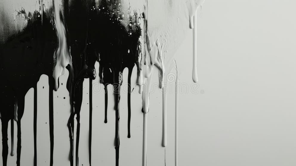 Black and White Paint Drips on a Plain Wall Stock Photo - Image of ...