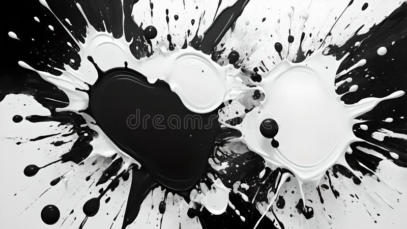 Black and White Paint Splatter Abstract Art Stock Illustration ...
