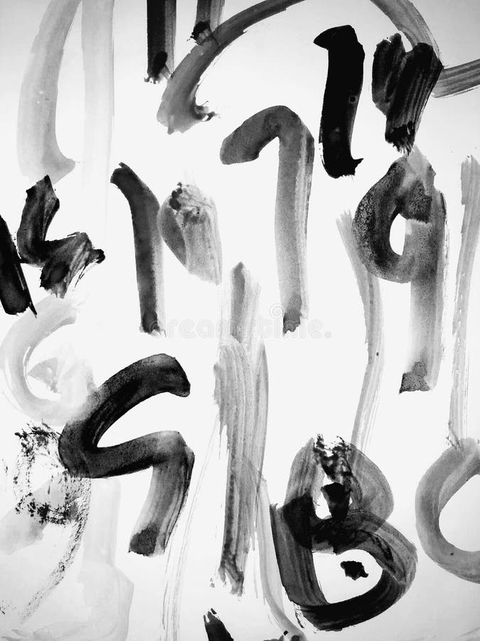 Black and White Painted Abstract Signs Numbers Own Collection Stock ...